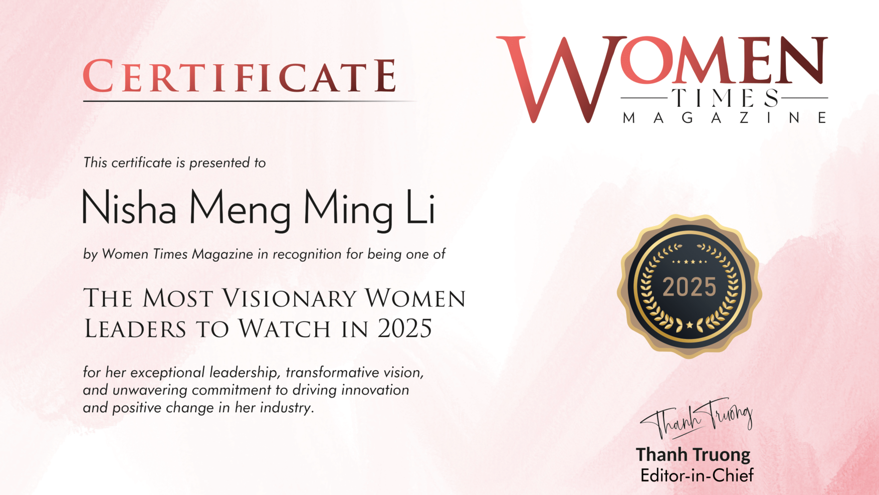 Honoured to Be Named One of the Most Visionary Women Leaders to Watch ...